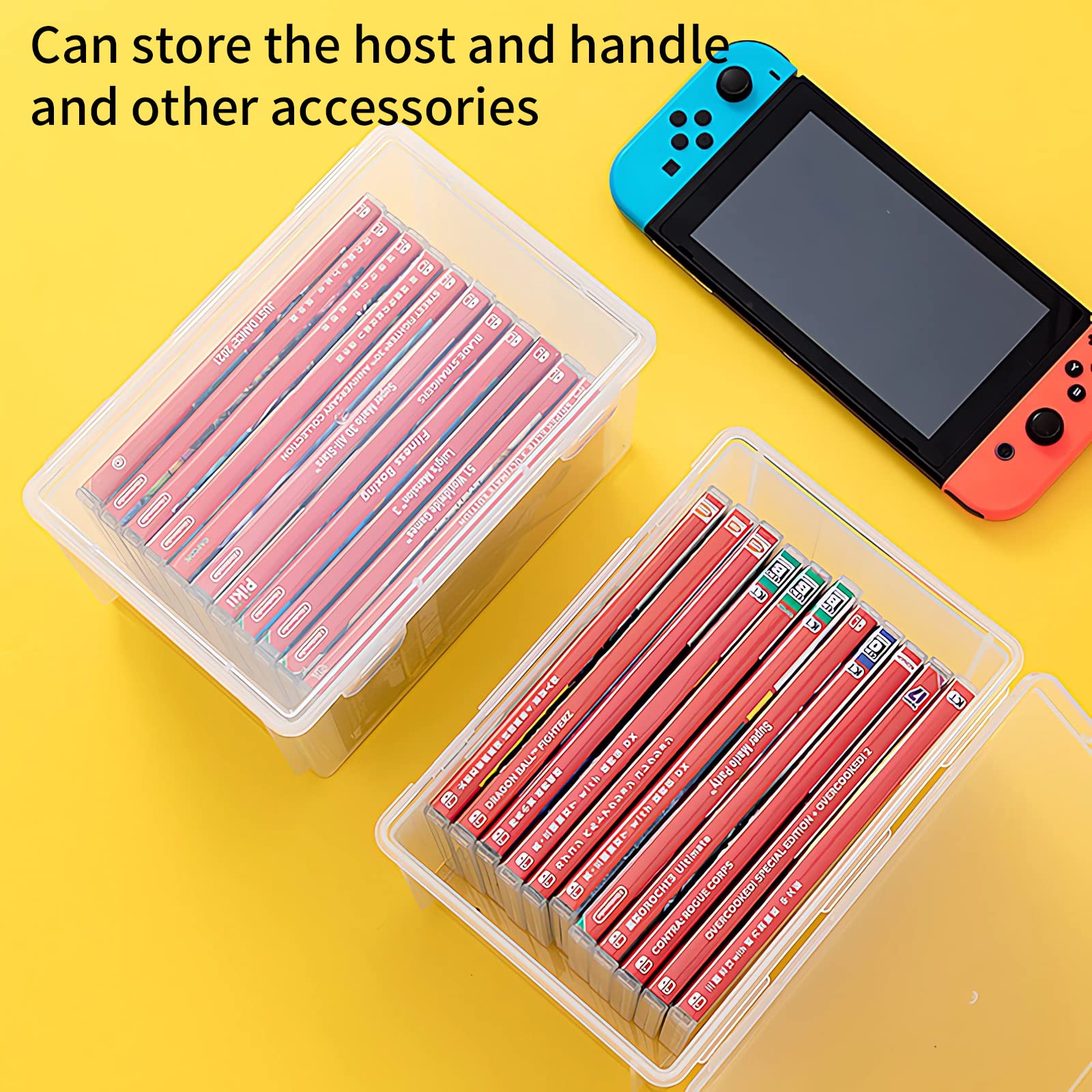 Switch Game Card Storage Box, Support 11Game Card with Protective Case with Storage, Ultra-cleartransparent, Can be Stored Switch Host and Handle and other Accessories