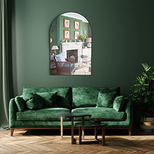 Sixty Times - Arch Mirror - 24" x 36" Inch - Black Arched Mirror, Wall Mounted, Boho or Modern Bathroom, Wall Decor for Entry, Hallway or Mantle Fireplace