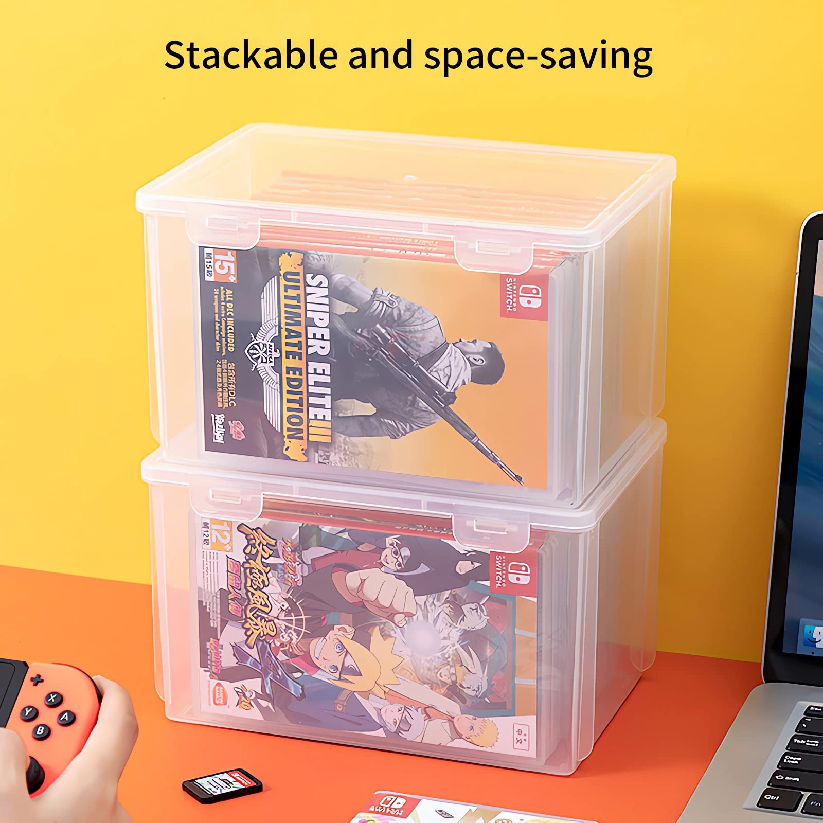 Switch Game Card Storage Box, Support 11Game Card with Protective Case with Storage, Ultra-cleartransparent, Can be Stored Switch Host and Handle and other Accessories