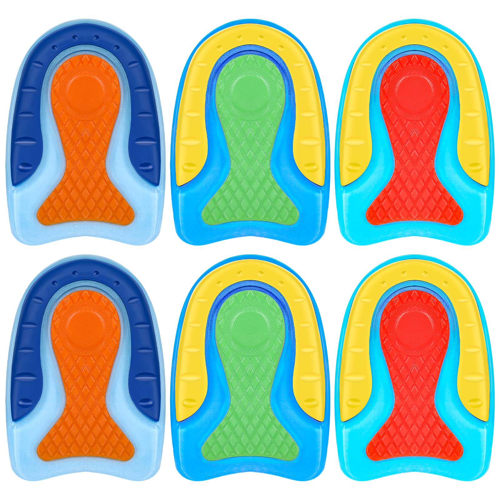 Janmercy 3 Pairs Kids Heel Cups for Heel Pain Sensitive Spurs Relief Sport Traction Shock Absorbing Lightweight Gel Pads with Plantar Fasciitis or Ankle Pain in 3 Colors(Kid's Size 3-7)