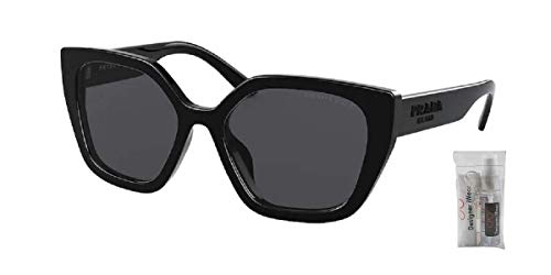 Prada PR24XS 1AB5Z1 52MM Black/Polar Grey Polarized Rectangle Sunglasses for Women + BUNDLE with Designer iWear Complimentary Eyewear Kit