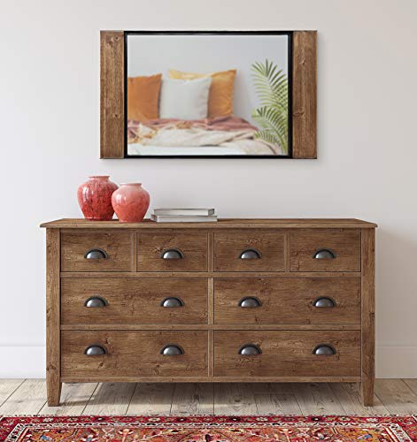 Kate and Laurel Kincaid Farmhouse Wood and Metal Framed Mirror, 20 x 36, Rustic Brown and Black, Chic Rectangle Mirror for Wall