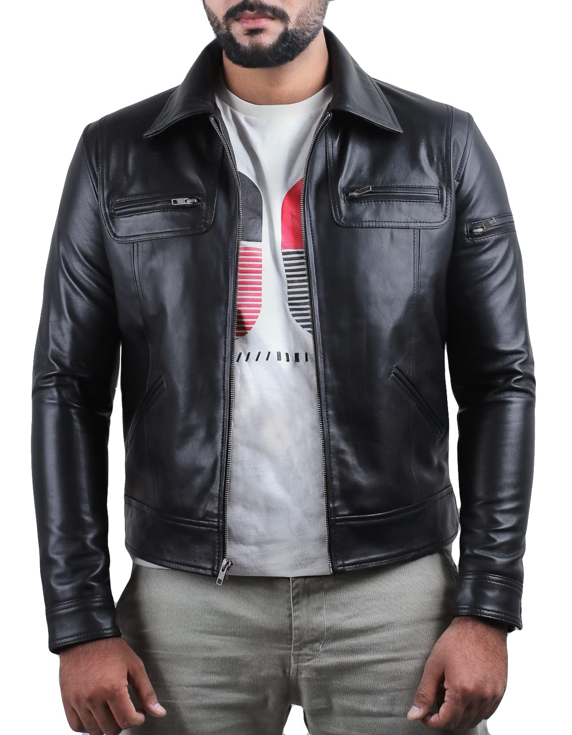 Laverapelle Men's Genuine Lambskin Leather Jacket (Black, Extra Large, polyester Lining) - 1501200