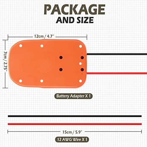 Ecarke Power Wheels Battery Adapter for Ridgid AEG 18V Hyper Lithium Battery Dock Power Connector Battery Converter 12 Gauge Robotics for DIY RC Toy Car Truck,E-Bike(1 Pcs)