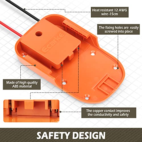 Ecarke Power Wheels Battery Adapter for Ridgid AEG 18V Hyper Lithium Battery Dock Power Connector Battery Converter 12 Gauge Robotics for DIY RC Toy Car Truck,E-Bike(1 Pcs)