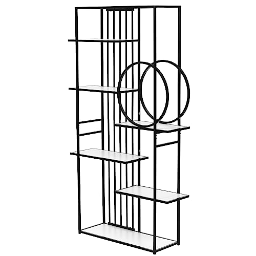 MengK 6-Tier Open Bookshelf with Metal Frame | Large White Bookcase for Home Office Storage