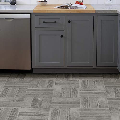 FloorPops FP3292 Vanleer Peel & Stick Floor Tiles, Grey