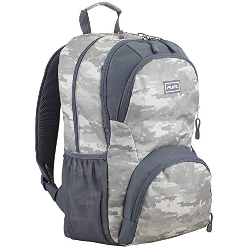 FUEL Travel Commuter Laptop Daypack Large Bag Backpack, Fits 17.5" Laptop, Interior Tech Sleeve, Grey Camouflage