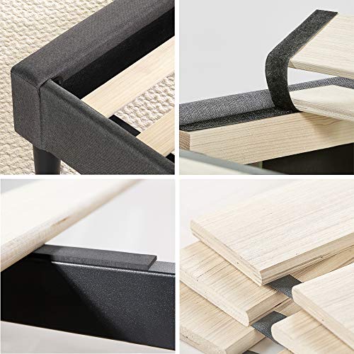 ZINUS Shalini Upholstered Platform Bed Frame / Mattress Foundation / Wood Slat Support / No Box Spring Needed / Easy Assembly, Dark Grey, Queen