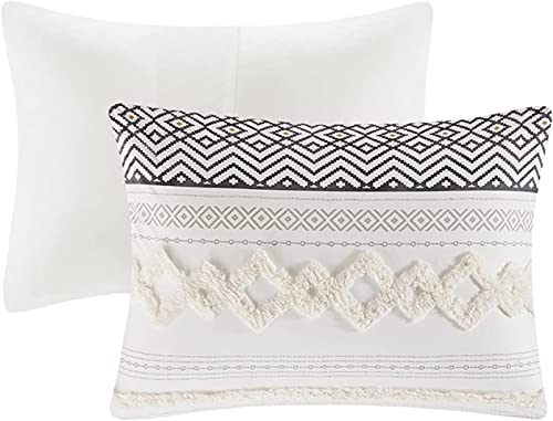 Hyde Lane Farmhouse Bedding Comforter Sets King, Ivory Boho Bed Set ,Cotton Top with Modern Neutral Style Clipped Jacquard Stripes, 3-Pieces Including Matching Pillow Shams (104x90 Inches)