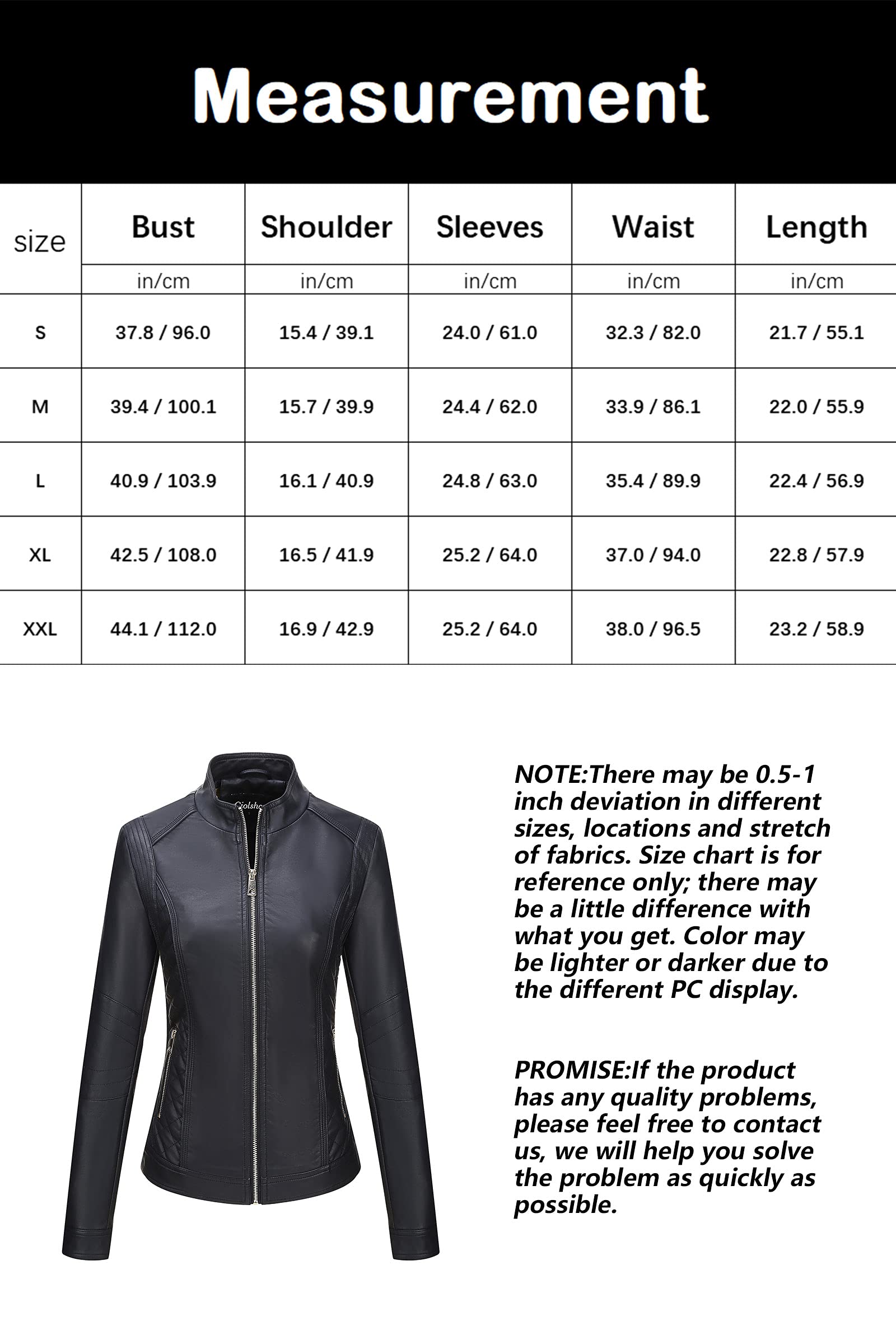 Bellivera Womens Faux Leather Jacket Moto Long Sleeves Coat 36 Red XL