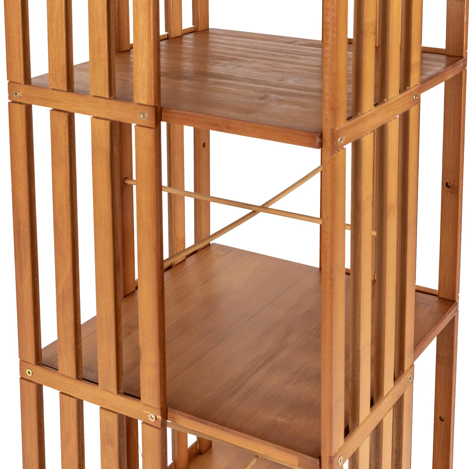 Futchoy Rotating Book Shelf Tower, Tall Bookshelf, Revolving Bookcase, 6-Tier Corner Bamboo Book Shelf 360° Rotating Storage Display Rack, Open Design Shelving for Living Room Study Room Office