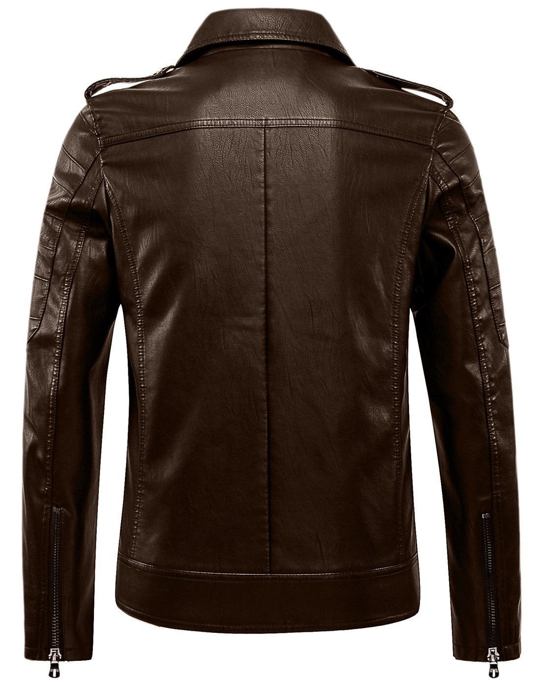 chouyatou Men's Vintage Asymmetric Zip Lightweight Faux Leather Biker Jacket (XX-Large, Coffee)