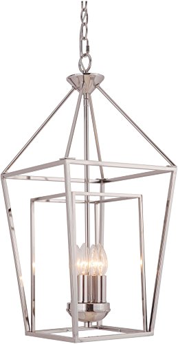 Craftmade 45834-PLN Hudson Foyer Chandelier Lighting, 4-Light, 240 Watts, Polished Nickel (12"W x 26"H)