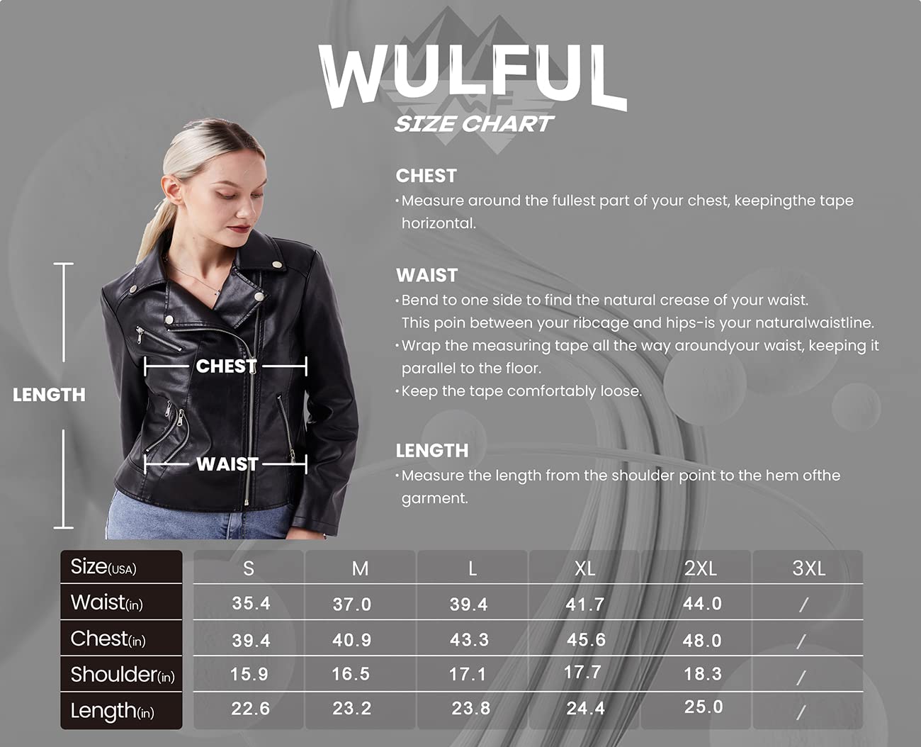 WULFUL Women's Faux Leather Jackets Motorcycle Zipper Biker Short Coat Jacket
