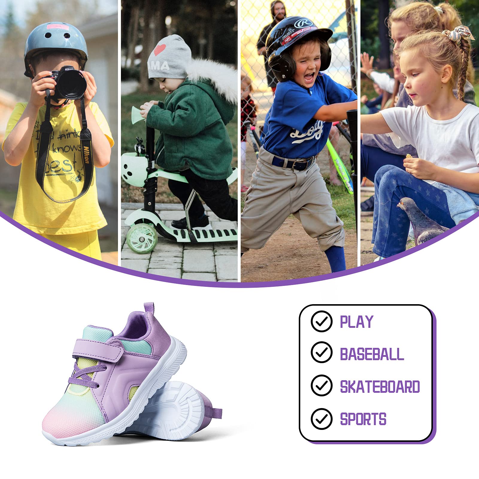 RUNSIDE Toddler Boys Girls Running Shoes Athletic Tennis Sneakers for Kids,Breathable and Lightweight