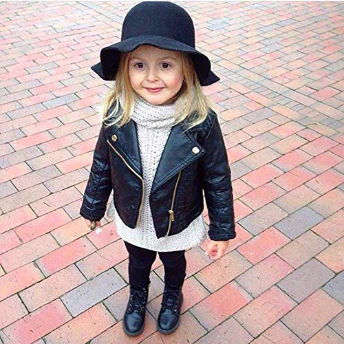 Toddler Boys Girls Motorcycle Faux Leather Jackets Coat Winter Outwear for 1-5Y (Black, 5T)