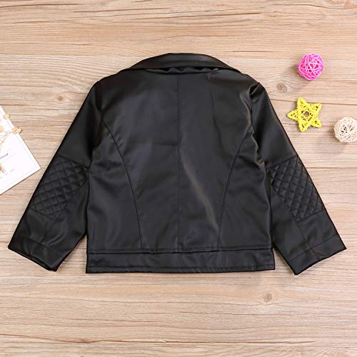 Toddler Boys Girls Motorcycle Faux Leather Jackets Coat Winter Outwear for 1-5Y (Black, 5T)