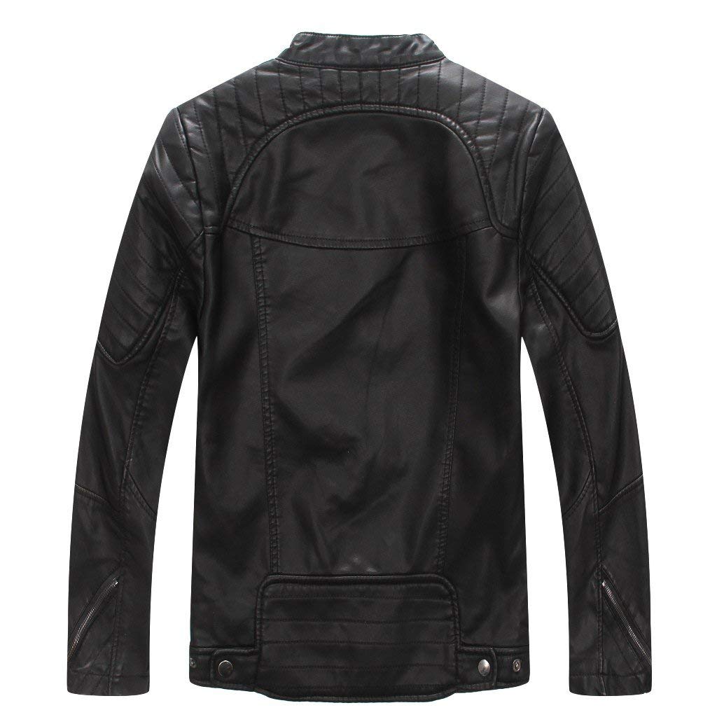 LJYH Boys' Faux Soft Leather Jackets Children Biker Outerwear Coats Black 5/6yrs