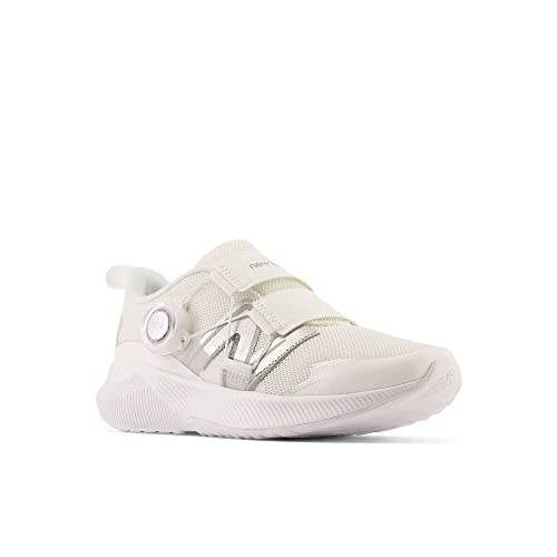 New Balance Girls Dynasoft Reveal V4 Boa, White/Silver Metallic/Iridescent, 2 Little Kid