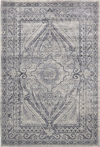 Unique Loom Chateau Collection Victorian, Textured, Vintage, Traditional, Distressed Area Rug, 10 ft x 14 ft (5 in), Navy Blue/Ivory