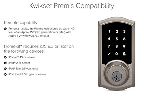Kwikset Premis Touchscreen Smart Lock Electronic Deadbolt, Works with Apple HomeKit via Apple HomePod or Apple TV, in Venetian Bronze