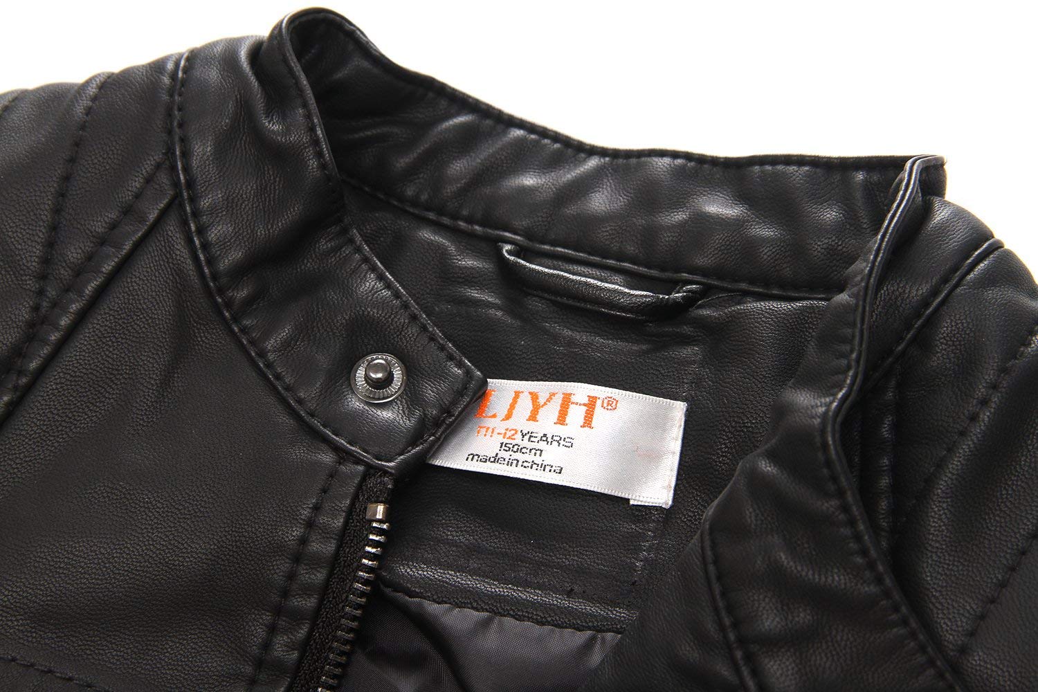 LJYH Boys' Faux Soft Leather Jackets Children Biker Outerwear Coats Black 5/6yrs