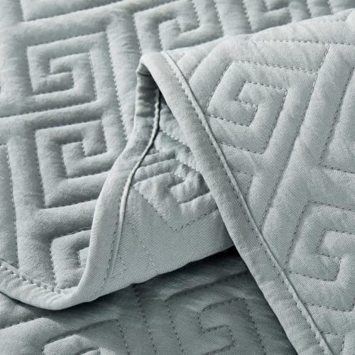 Peace nest 3 Piece Quilted Coverlet Set with Pillow Shams, All Season Bedspread Bed Cover Full/Queen Size Lightweight, Light Gray((106"X90")