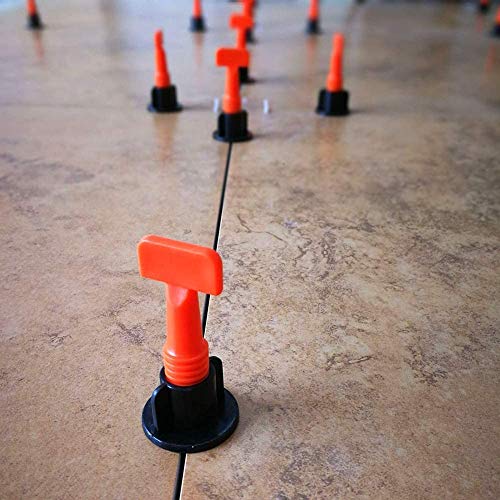 Tile Leveling System 1/16" Kit Reusable, 200pcs Tile Leveler Spacer with 1000pcs 2mm Tile Spacers, 5pcs Wrench and 20pcs 1/16" Replaceable Steel Pin