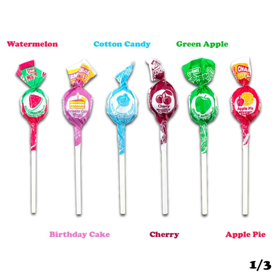 Tootsie Roll Charms Mini Pops, 18 Flavors, Individually Wrapped, Peanut Free, Gluten Free, 300 Count, 1-Pack