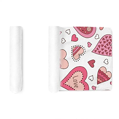 My Little Nest Hand Towels for Bathroom Hand Drawn Hearts Boho Flowers Absorbent Small Bath Towel Soft Kitchen Towels Fingertip Towel for Guest and Bar 30 x 15 inch