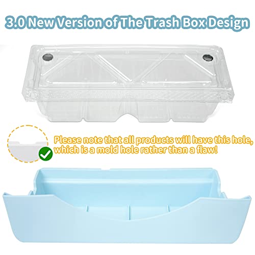 VARLNALY 3.0 Large Self-Cleaning Cat Litter Box, Pull-Out Non-Electric Automatic Cat Litter Box with Lid(24PCS Trash Box), One-Piece Base Prevents Urine&Litter Leakage, Enclosed Isolates Odor (Blue)