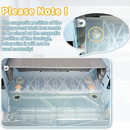 VARLNALY 3.0 Large Self-Cleaning Cat Litter Box, Pull-Out Non-Electric Automatic Cat Litter Box with Lid(24PCS Trash Box), One-Piece Base Prevents Urine&Litter Leakage, Enclosed Isolates Odor (Blue)