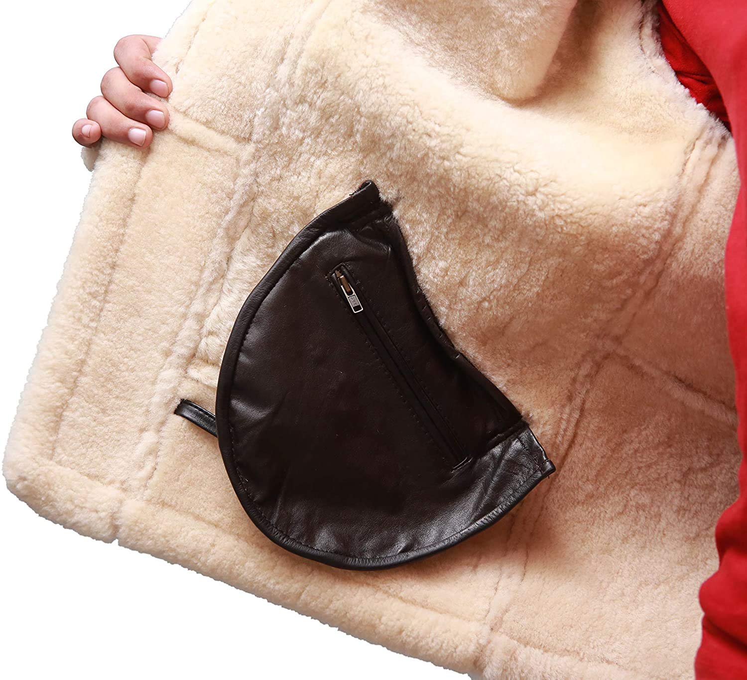 MARCO ENZOLANI B3 Bomber Jacket Aviator Real Shearling B3 Bomber Jacket Winter (Brown, l)