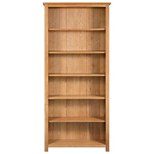 loibinfen 6-Tier Bookcase Solid Oak Wood, Wooden Bookshelf cabinets Display Shelves Organizer for Books, Magazines, documents, CDs, Records, collectables Home Office, 31.5"x8.9"x66.9"