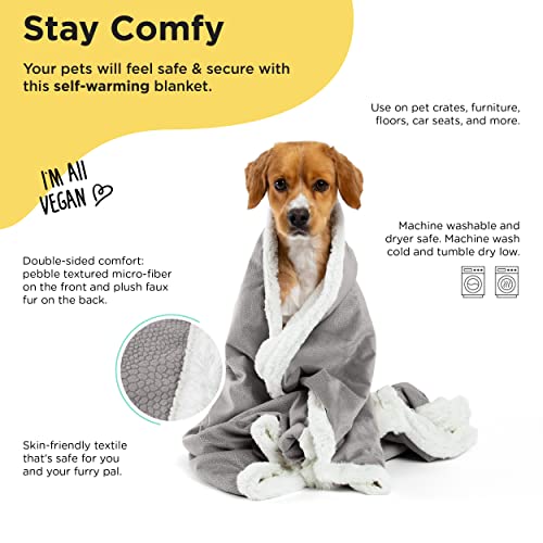 Best Friends by Sheri Premium Self-Warming Ilan Microfiber Faux Fur Pet Throw Blanket 40x50 in Grey