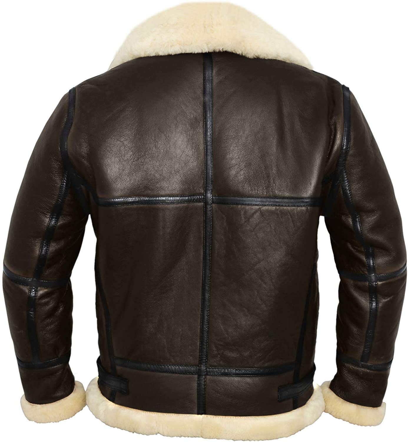 MARCO ENZOLANI B3 Bomber Jacket Aviator Real Shearling B3 Bomber Jacket Winter (Brown, l)