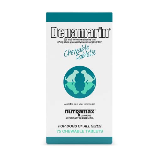 Nutramax Denamarin Liver Health Supplement for Dogs, With S-Adenosylmethionine (SAMe) and Silybin, 75 Chewable Tablets
