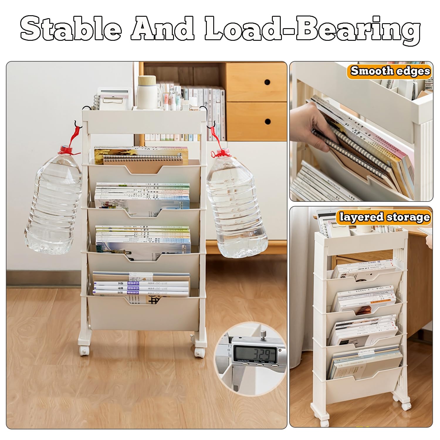 6 Tier Mobile Bookshelf, Moveable Bookshelf Organizer with 360° Universal Wheel Movable Bookshelf Multilayer Capacity for Home, 6 Tier Floor Standing Bookcase Storage Organizer Rack,Pink