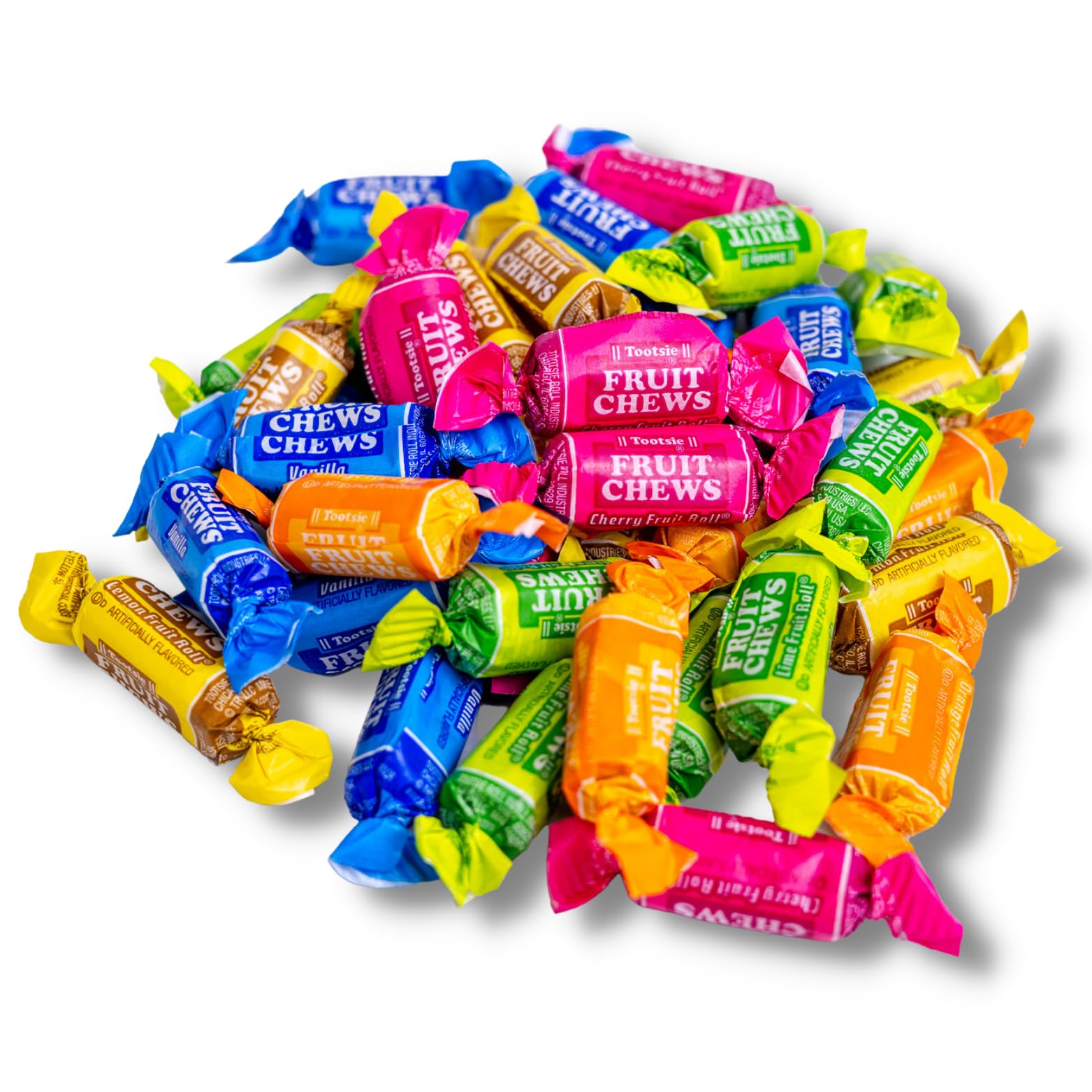 Fruit Chews - 1 Pound Bag - Assorted Candy - Chewy, Fruity and Delicious - Cherry, Lemon, Lime, Orange and Vanilla - QUEEN JAX - Individually Wrapped Candy - Fresh, Mouth Watering and Scrumptious Bulk Candy Bag - Buy In Bulk and Save!