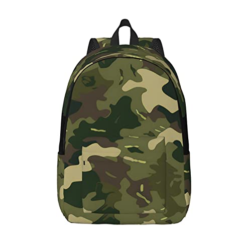 FYCFSLMY Camo Camouflage Green Backpack with Adjustable Straps, Suitable for Travel Picnics Activities