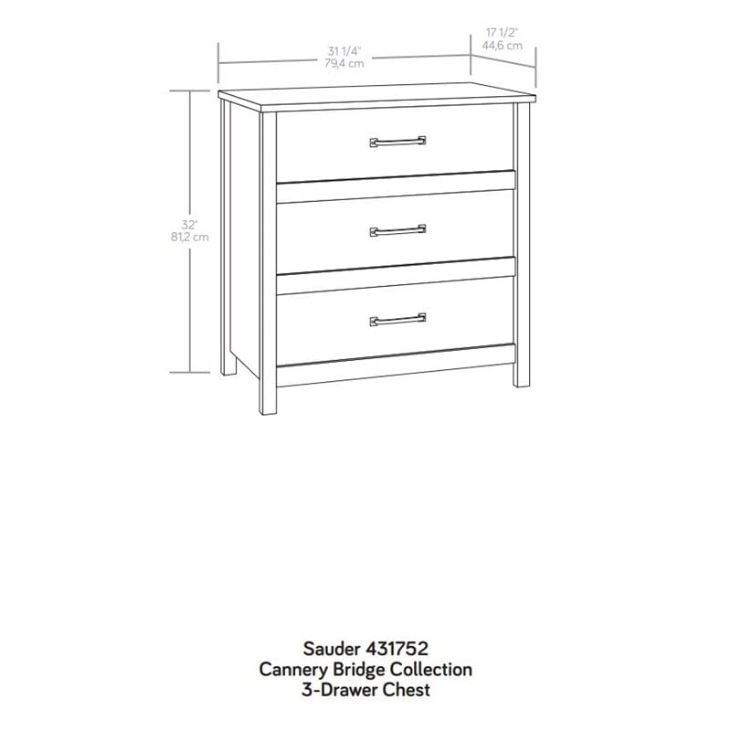 Sauder Cannery Bridge 3-Drawer Bedroom Chest in Sindoori Mango, Sindoori Mango Finish