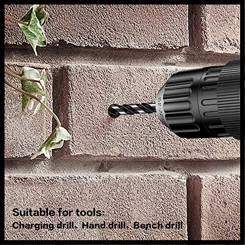 10-Piece Masonry Drill Bits Set for Tile Glass Ceramic Brick Wood, 1/8 to 1/2 Inch Drilling Bits with Triangle Handle, YG8 Tungsten Steel Alloy Tip.(Black)