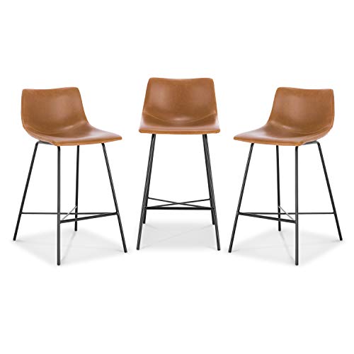 Poly and Bark Paxton 24ā Counter Stool, Set of 3 Tan