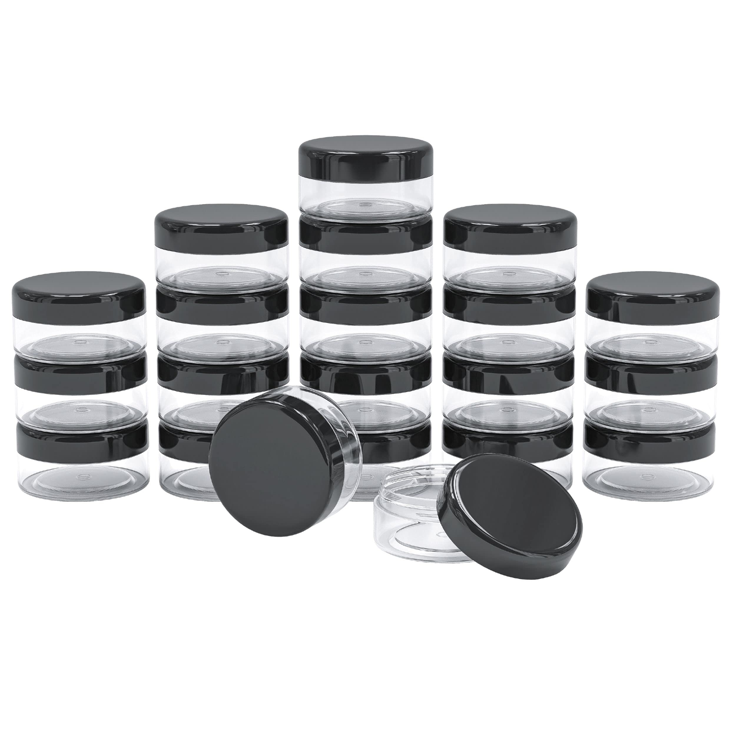 ZAVBE 5 Grams Plastic Containers with Lids 100 pieces BPA Free Sample Containers, Mini Clear Empty Refillable Round Sugar Scrub small 5g/5ml Tiny Jars with Lids for Cosmetics, Lotions