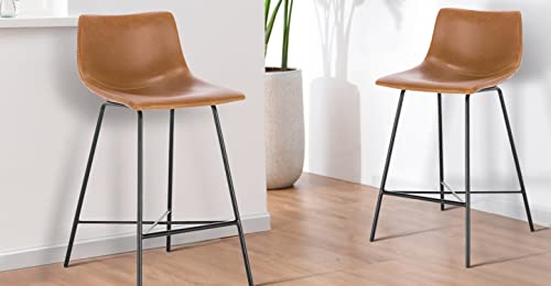 Poly and Bark Paxton 24” Counter Stool, Set of 3 Tan