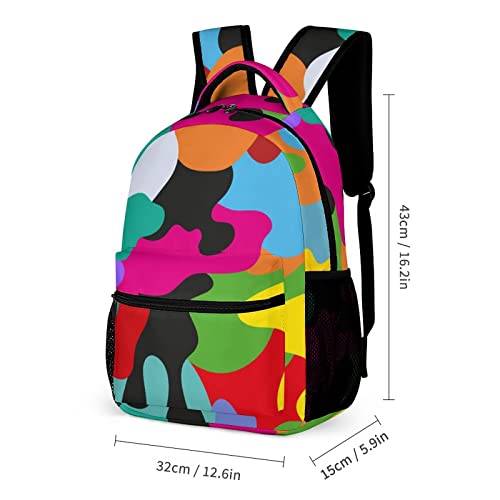 MIGAIUOI Bright Camouflage Backpack Cute Backpacks Casual Daypack Large Capacity Travel Backpack Bag