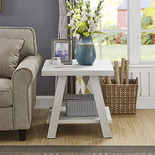 Roundhill Furniture Athens Contemporary Replicated Wood Regular End Table, White