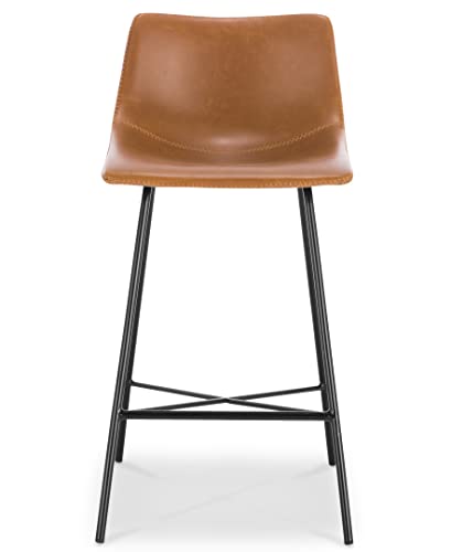 Poly and Bark Paxton 24” Counter Stool, Set of 3 Tan