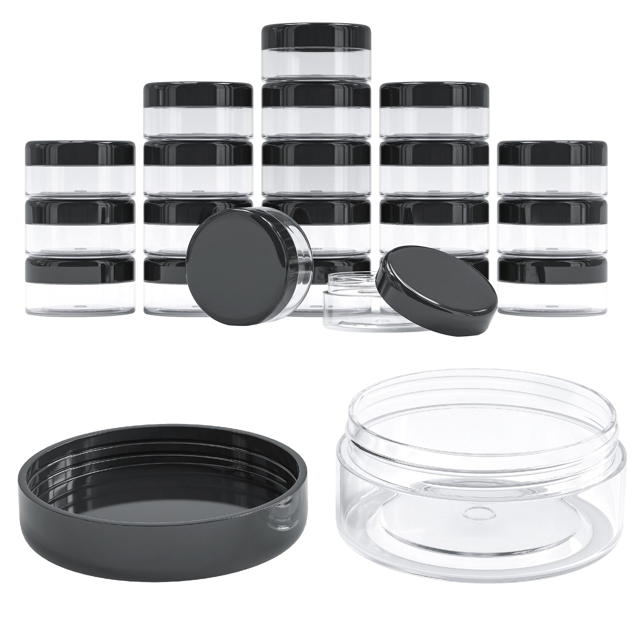 ZAVBE 5 Grams Plastic Containers with Lids 100 pieces BPA Free Sample Containers, Mini Clear Empty Refillable Round Sugar Scrub small 5g/5ml Tiny Jars with Lids for Cosmetics, Lotions